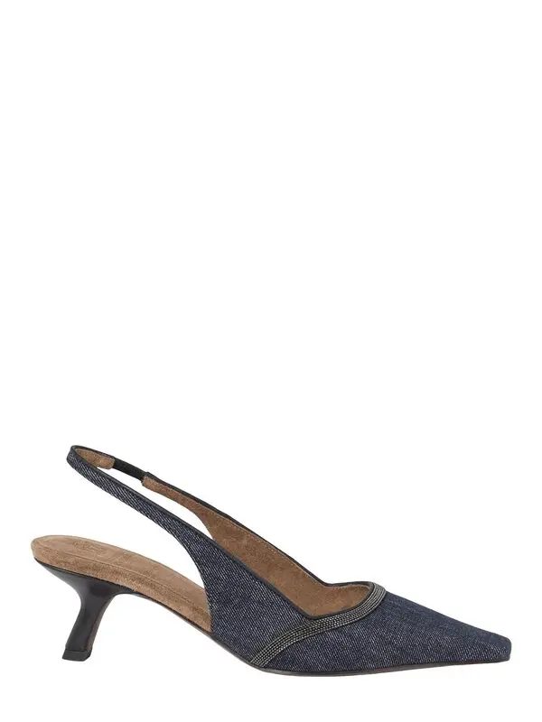 Brunello Cucinelli Denim-effect Slingback Pumps - Blue