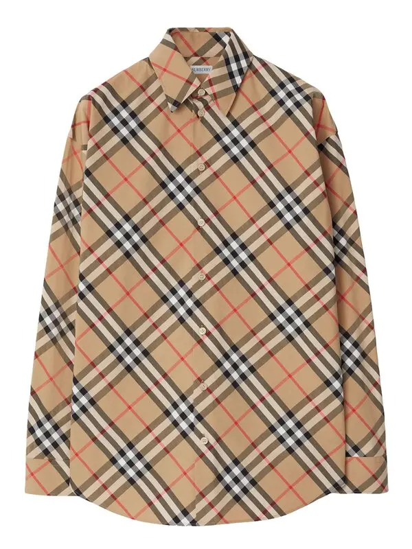 Burberry Cotton Check Relaxed Shirt - Beige