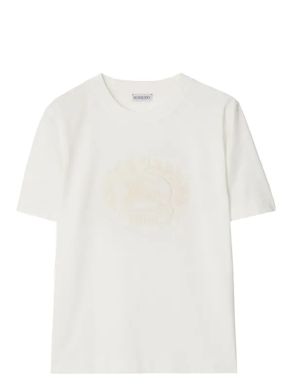 Burberry Cotton T-shirt With Equestrian Knight Embroidery - Ivory