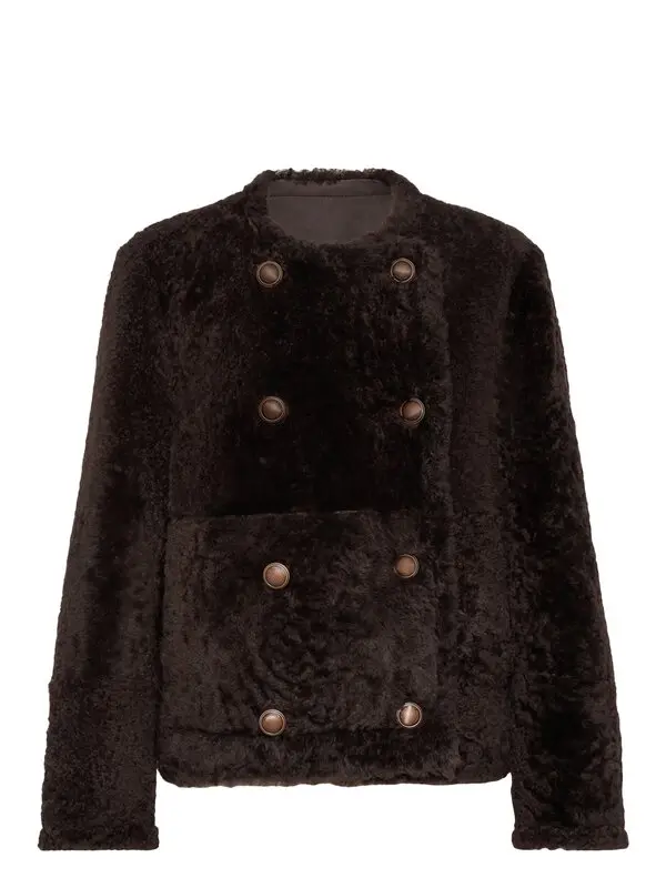 Brunello Cucinelli Shearling-leather Reversible Pea Coat - Brown