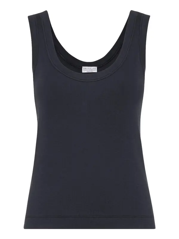 Brunello Cucinelli Stretch-cotton Scoop-neck Tank Top - Blue