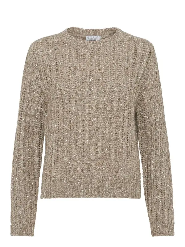 Brunello Cucinelli Wool-cashmere-blend Ribbed Sweater - Beige