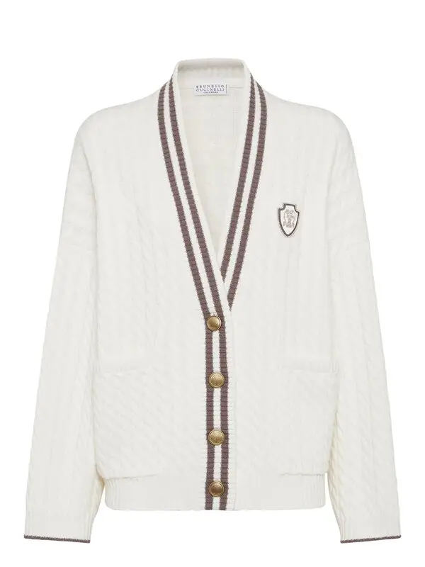 Brunello Cucinelli Cashmere V-neck Cardigan - White