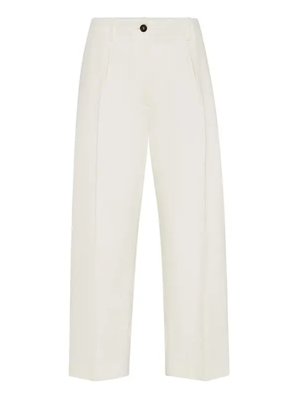 Brunello Cucinelli Cotton-wool Crinkled Chinos - White