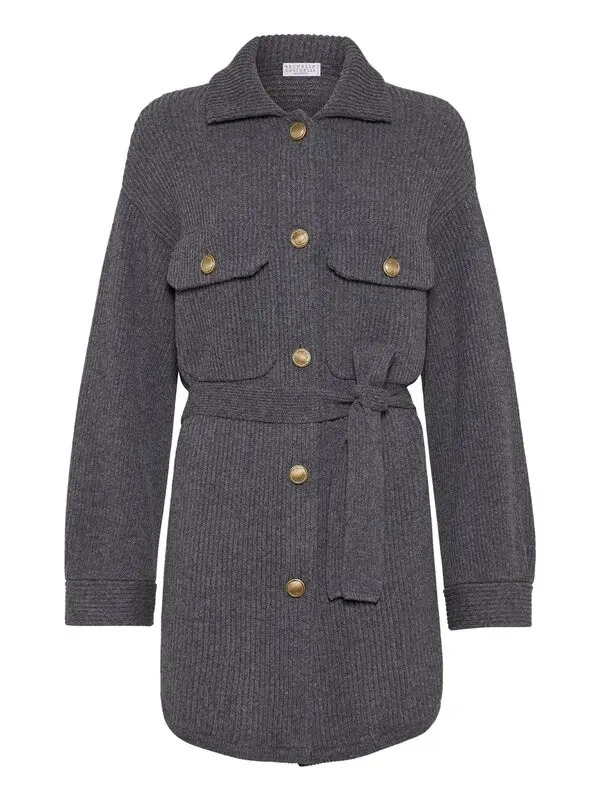 Brunello Cucinelli Virgin Wool-cashmere-silk Cardigan - Grey