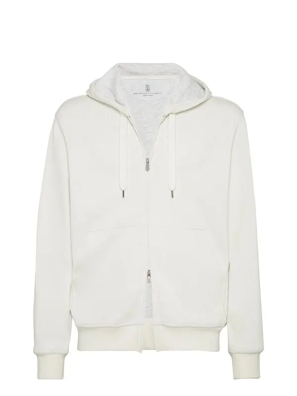 Brunello Cucinelli Cashmere-terry Cotton Zip-up Hoodie - White