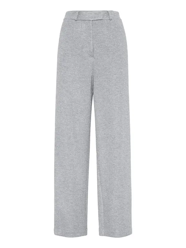 Brunello Cucinelli Sparkling Piqué Wide-leg Trousers - Grey