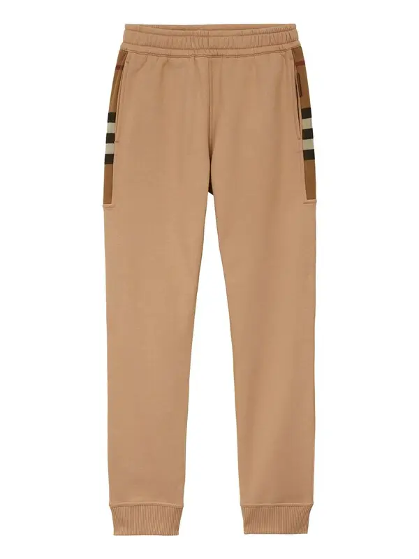 Burberry Cotton-blend Check-trim Sweatpants - Nude