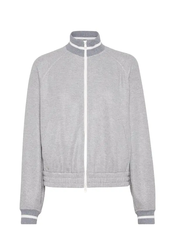 Brunello Cucinelli Sparkling Piqué Zip-up Sweatshirt - Grey