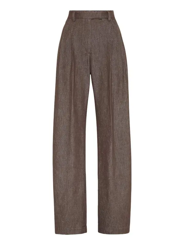 Brunello Cucinelli Relaxed Double-pleated Denim Trousers - Brown