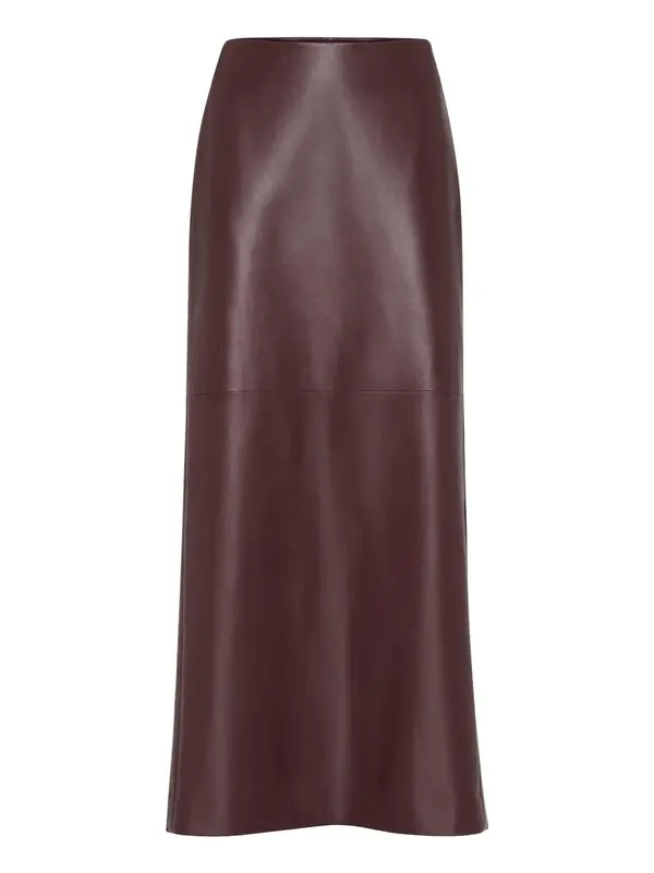 Brunello Cucinelli Nappa Leather Maxi Skirt - Red