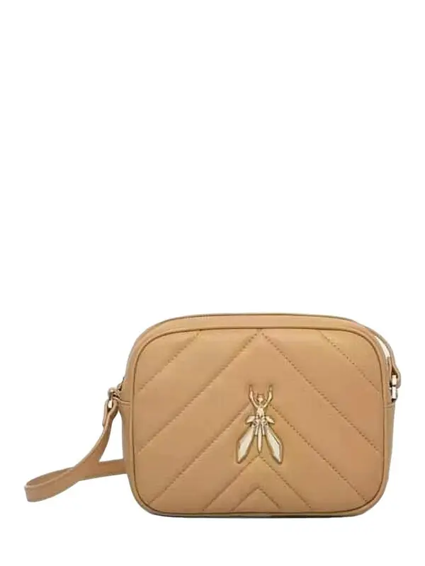Patrizia Pepe Quilted Crossbody Bag With Bee Embellishment - Neutrals