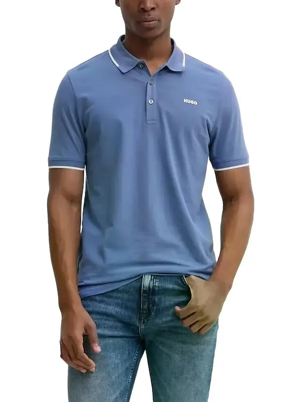 Hugo Logo-print Polo Shirt - Blue