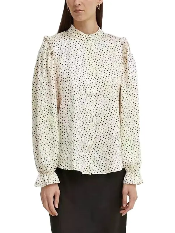 BRUUNS BAZAAR Ruffled Print Blouse - White