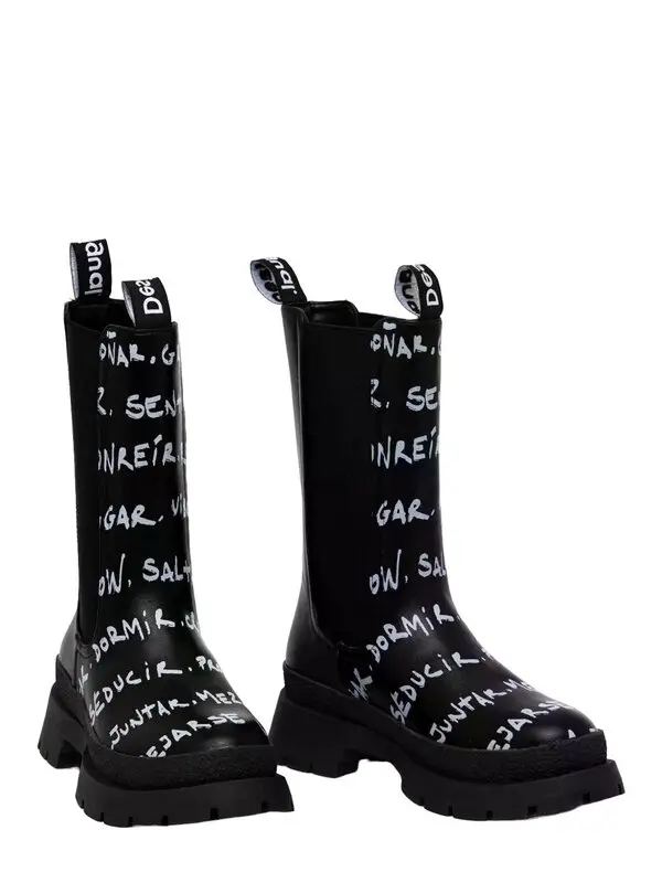 Desigual Lettering-print Chelsea Boots - Black