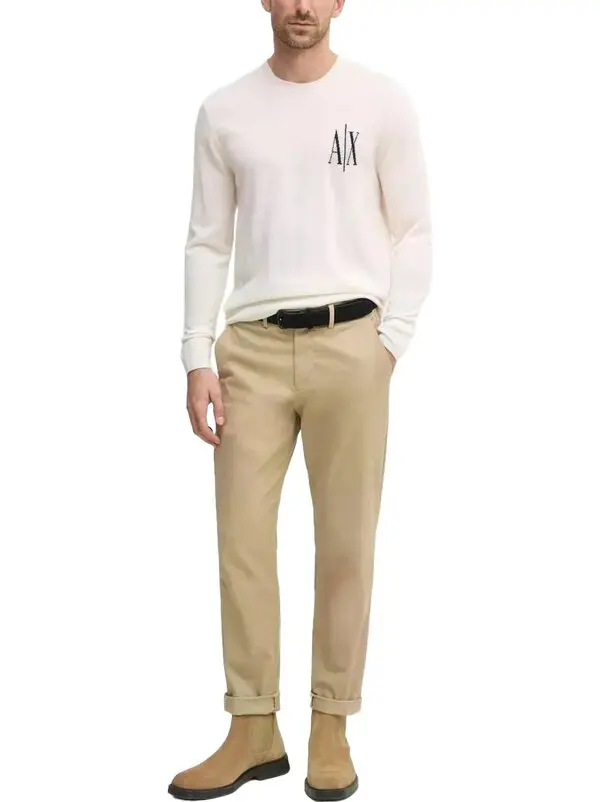 Armani Exchange Logo-embellished Crew-neck Sweater - Neutrals