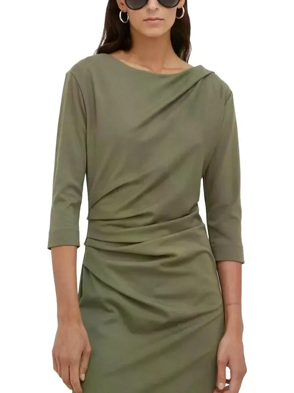 Tiger Of Sweden Draped Three-quarter-sleeve Midi Dress - Green