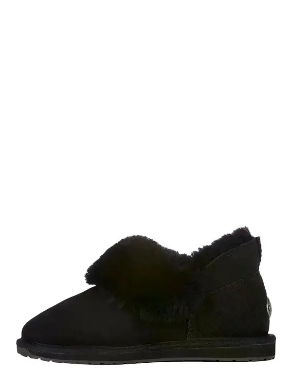 EMU AUSTRALIA Sheepskin Fur-trimmed Slippers - Black