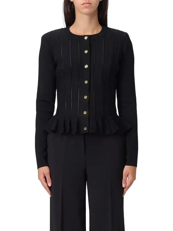 Elisabetta Franchi Long Sleeve Buttoned Sweater - Black
