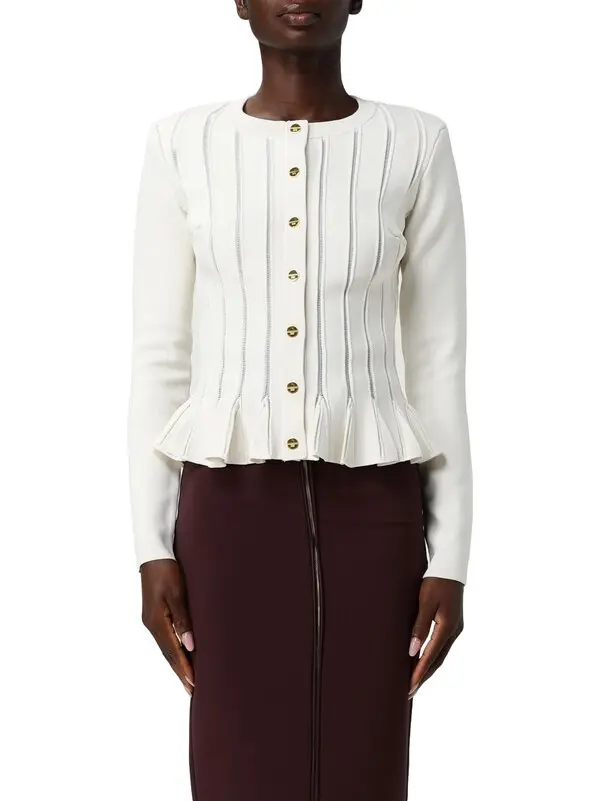 Elisabetta Franchi Long Sleeve Buttoned Sweater - White