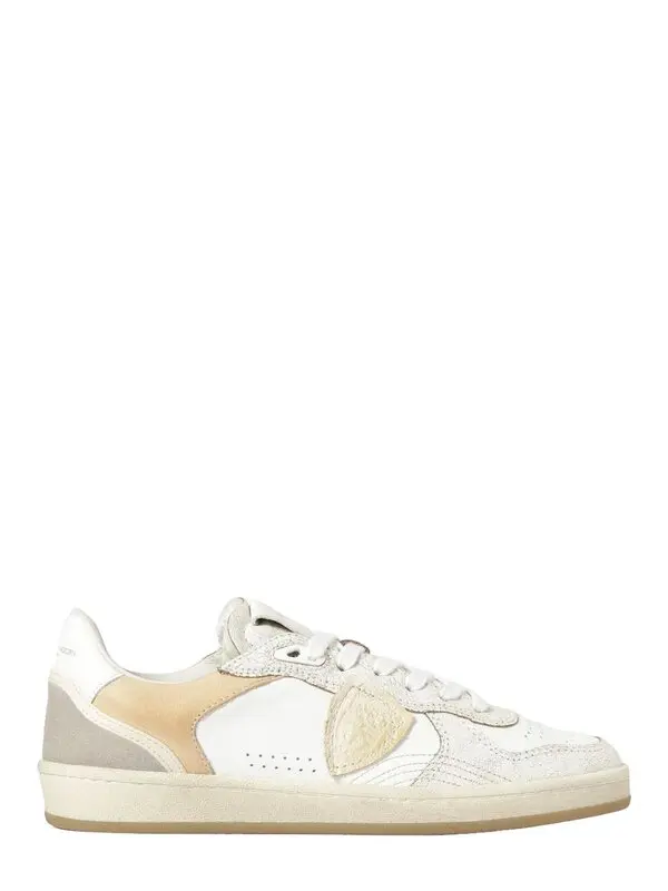 Philippe Model Pgal Suede And Fabric Lace-up Sneakers - Sand