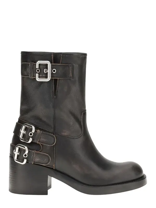 Chloé Buckled Leather Ankle Boots - Black