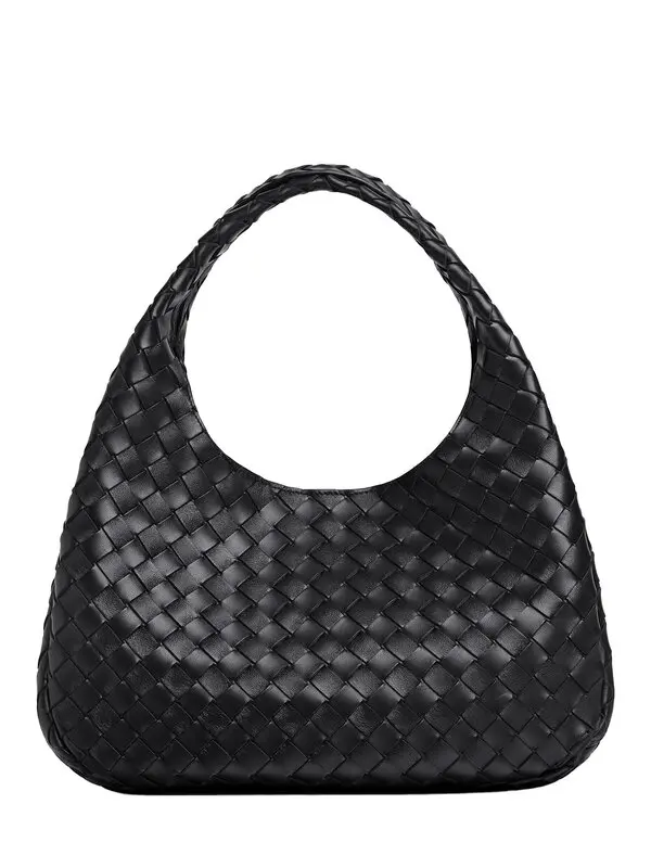 Bottega Veneta Intrecciato Leather Shoulder Bag - Black