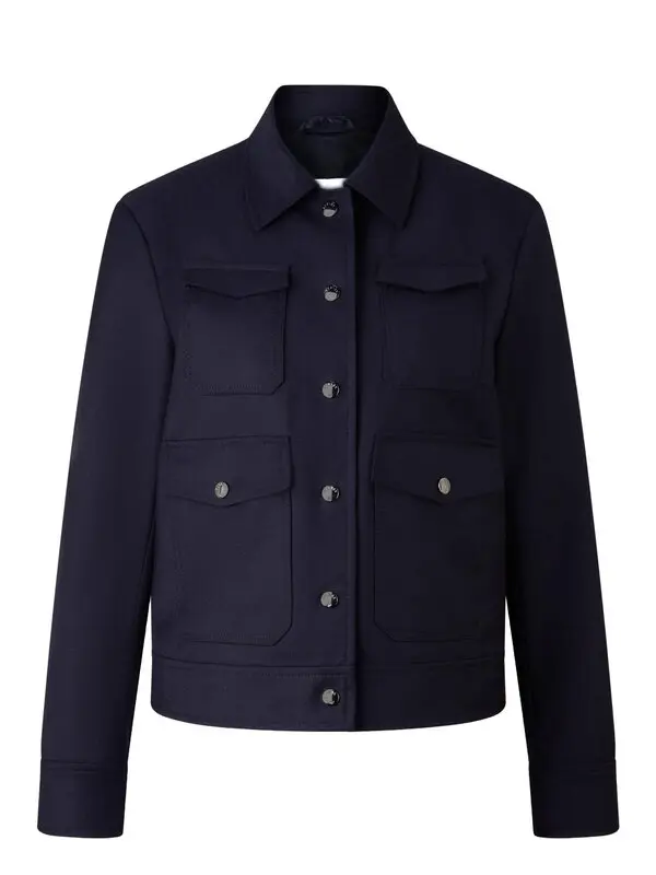 Bogner Emily Cropped Flannel Jacket - Navy Blue