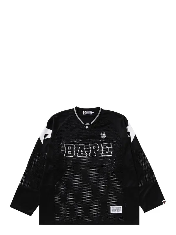 A BATHING APE Line Camo Multilogo Relaxed Fit Football Jersey - Black