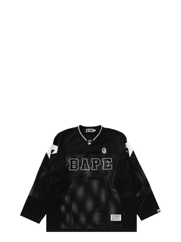 A BATHING APE Line Camo Multilogo Relaxed Fit Football Jersey - Black