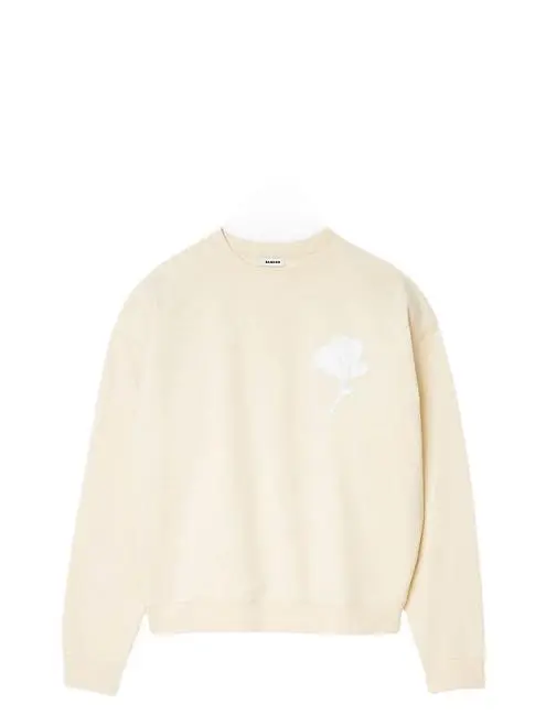 Sandro Floral-appliqué Relaxed-fit Cotton Sweatshirt - Butter Cream