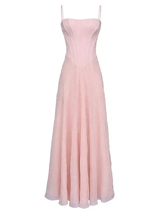 House Of Cb Esme Floral Chiffon Maxi Dress - Blush Pink