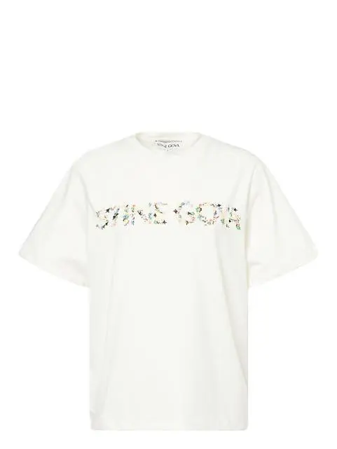 Stine Goya Logo-print Round-neck Cotton-jersey T-shirt - Magnolia Garden
