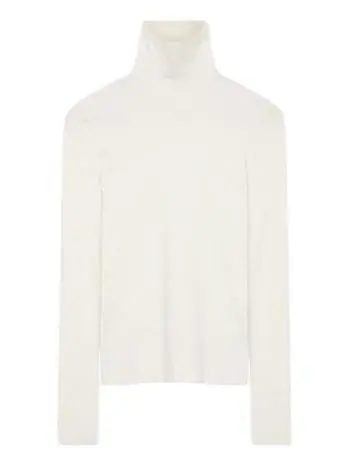JOSEPH High-neck Long-sleeved Silk-blend Top - Ivory