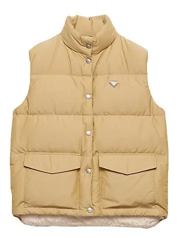 Prada Triangle-logo Technical Fabric-down Gilet - Brown