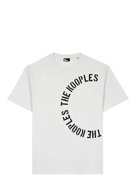 The Kooples Branded-print Short-sleeved Cotton-jersey T-shirt - Light Grey