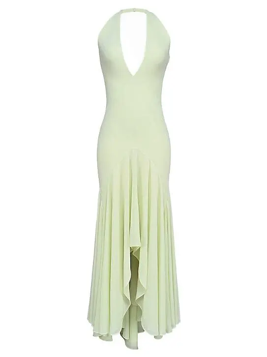 House Of Cb Woven Halterneck Maxi Dress - Pistachio
