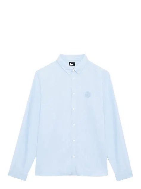 The Kooples Crest-embroidered Regular-fit Cotton Shirt - Blue
