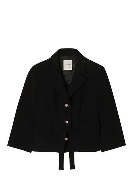 Sandro Notch-lapel Cropped Jacket - Black