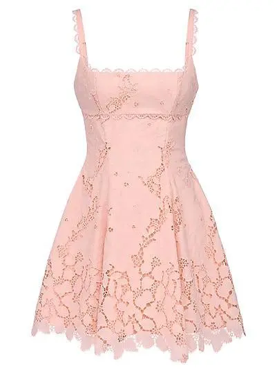 House Of Cb Isla Floral Broderie Anglaise Mini Dress - Peach