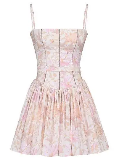 House Of Cb Ysabella Floral-print Mini Dress - Peach Floral Print