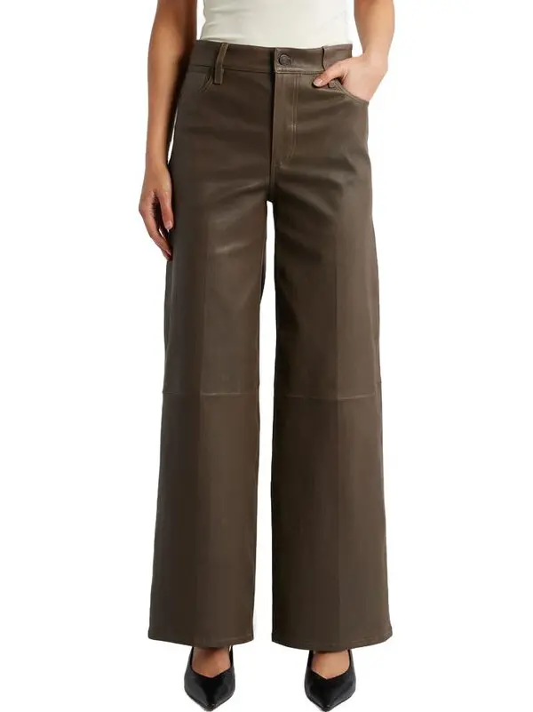 FRAME Le Slim Palazzo Leather Pants - Cork
