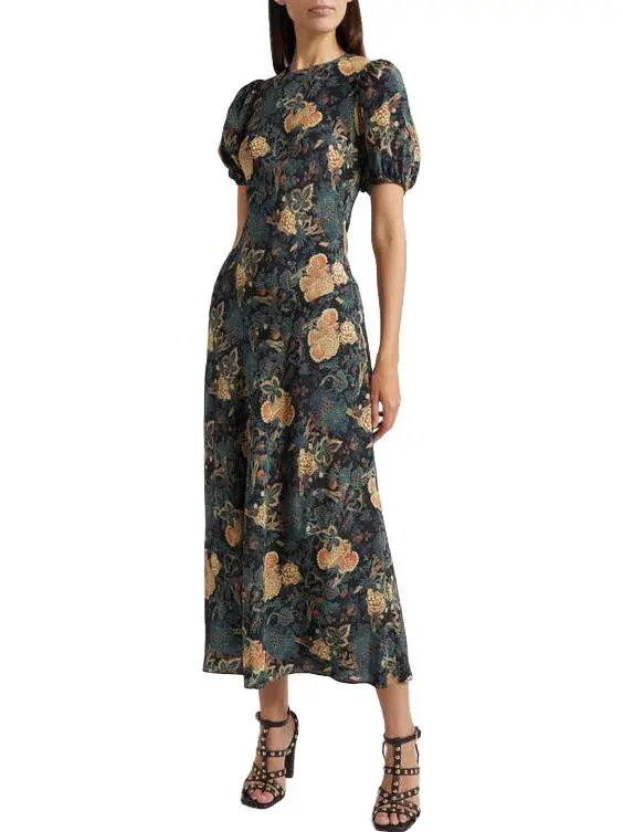 Ulla Johnson Ines Puff Sleeve Silk Maxi Dress - Nuit