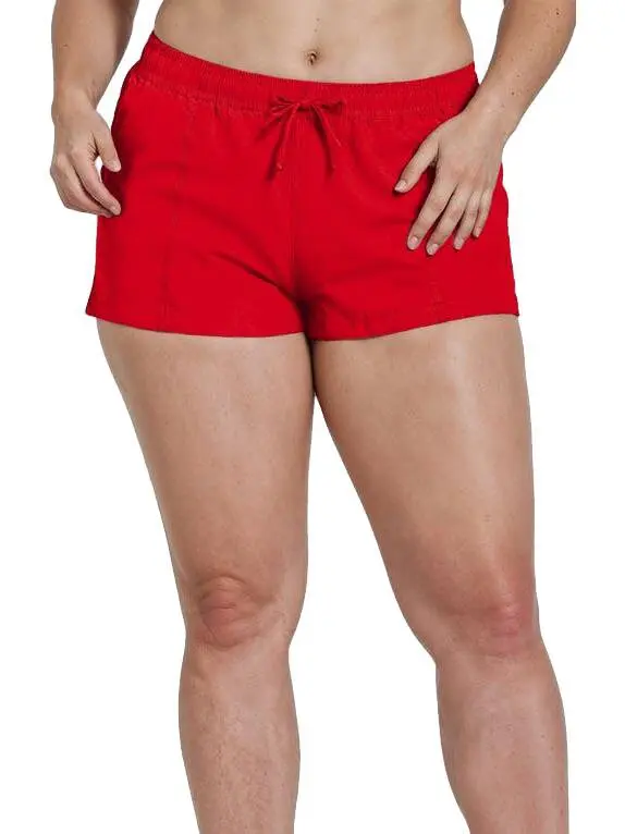 CALYPSA Board Shorts With Upf 50+ Sun Protection - Red