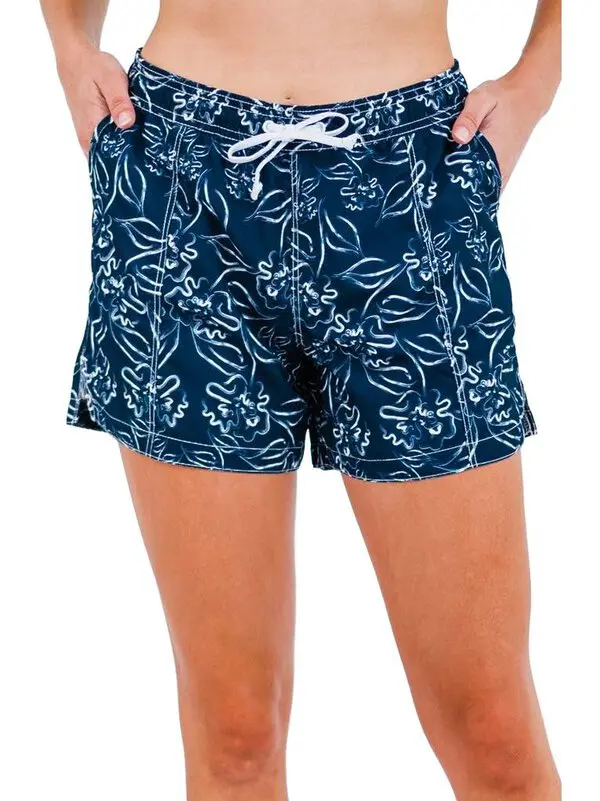 CALYPSA 4" Board Shorts - Navy Blooms