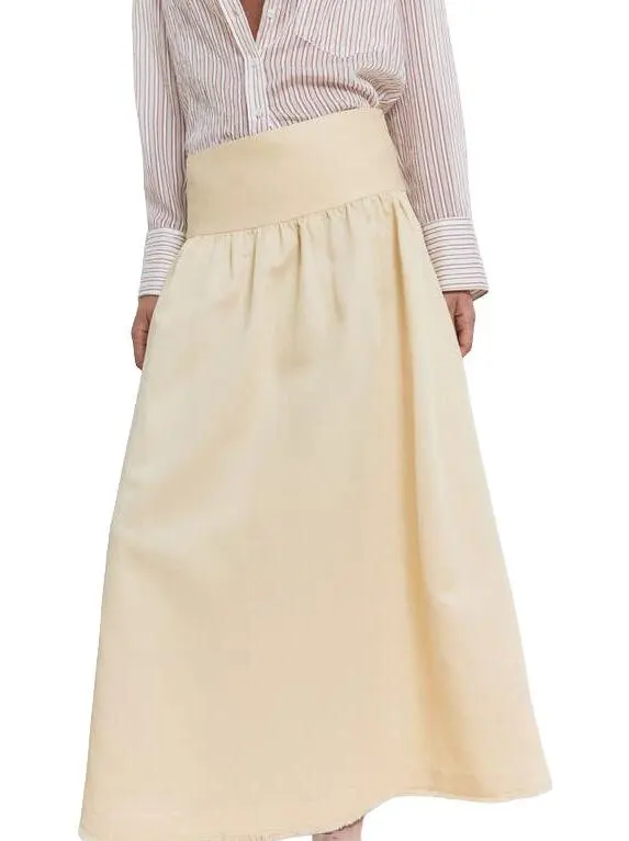 Mango Fiona Fray Hem Skirt - Pastel Yellow