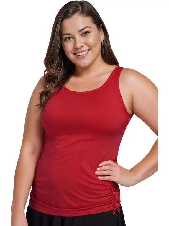 CALYPSA Maya Tankini Swim Top With Built-in Bra - Red