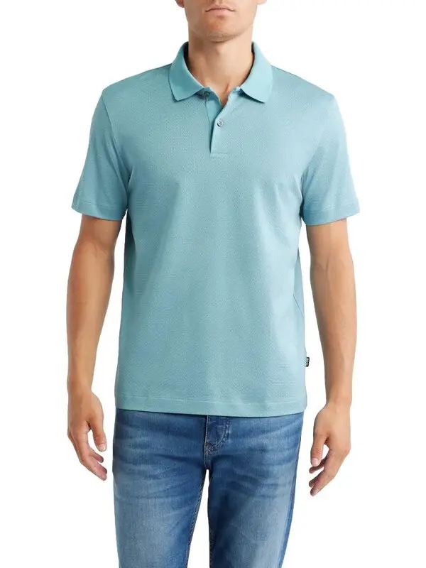 BOSS Parlay Texture Polo - Light/pastel Blue