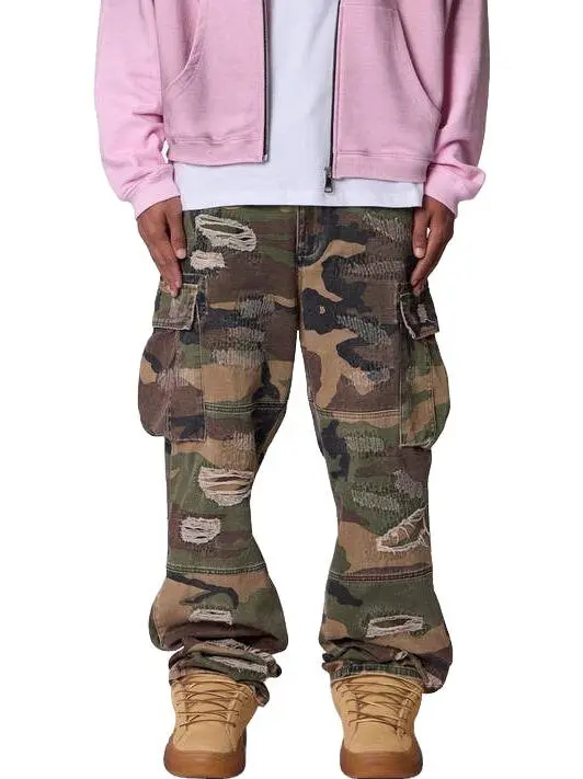 Mnml Ultra Baggy Ripstop Cargo Pants - Woodland Camo