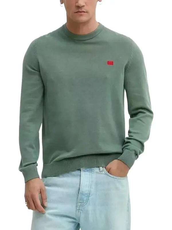 Hugo Logo-patch Crew-neck Sweater - Green